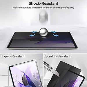 ProCase Privacy Screen Protector for Galaxy Tab S10 Plus/S9 FE Plus/ S9 Plus/ S8 Plus/ S7 FE/ S7 Plus 12.4 Inch, Anti-Spy Tempered Glass Film Guard for Samsung Tablet SM-X820/X610/X810/X800/T730/T970
