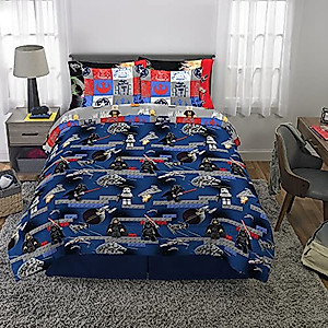 Franco Lego Star Wars Classic Kids Bedding Super Soft Comforter and Sheet Set with Sham, 7 Piece Full Size (Official Lego Product)
