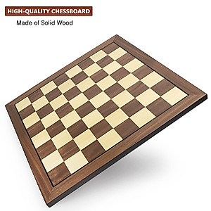 AMEROUS 17 Inches Wooden Chess Board Only, Professional Tournament Chess Board Large with Gift Package - Chess Rules, Beginner Chess Board Game for Kids, Adults