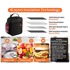 ZM-YOUTOO Lunch Box for Men - Reusable Lunch Bag Men Adult Teen Women Boy Girl - Insulated Small LunchBox for Work School Picnic