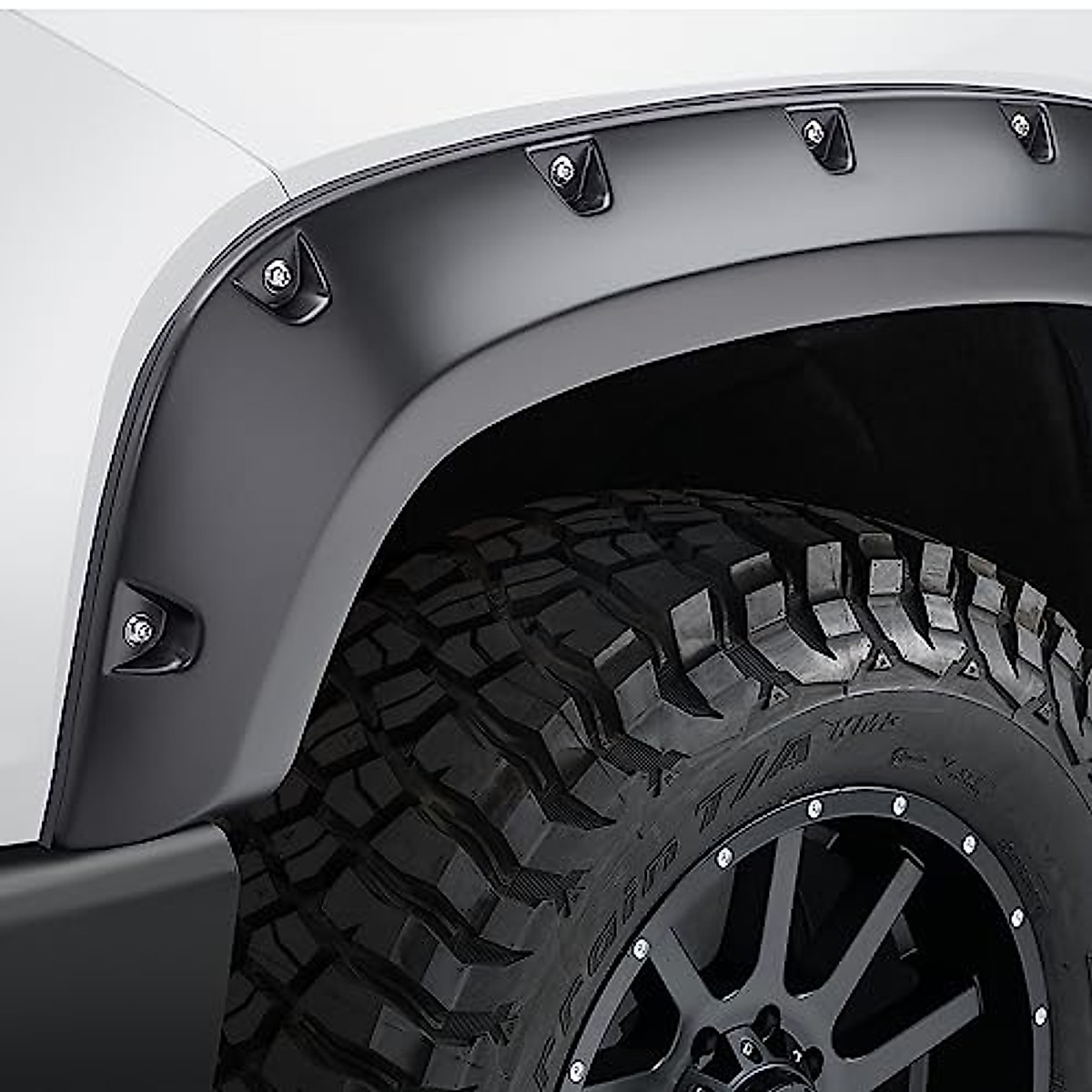 Bushwacker Pocket/Rivet Style Front & Rear Fender Flares | 4-Piece Set, Black, Smooth Finish | 31928-02 | Fits 2012-2015 Toyota Tacoma w/ 6.3' Bed