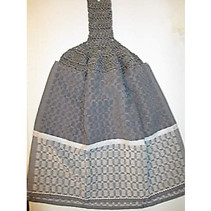 Crocheted FULL Towel Shades of Grey Kitchen Towel with Grey Heather Yarn