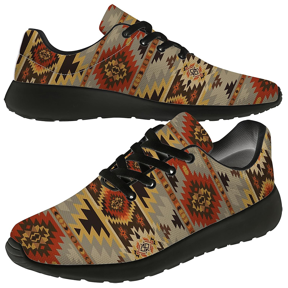 Southwest Print Shoes for Women Men Tennis Running Shoes Walking Sneakers Native American Aztec Print Shoes for Travel Golf Jogging,US Size 6