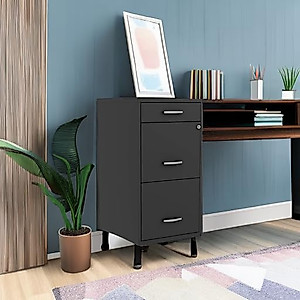 Hirsh Industries Space Solutions 18in Deep 3 Drawer Metal Organizer File Cabinet Black, Letter Size, Fully Assembled