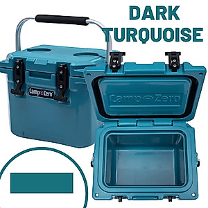 CAMP-ZERO 10L-10.6 Quart Portable Hard Cooler Ice Chest, Perfect for Drinks, Lunch, Beach, Picnics, Boating, Camping and Travel with 2 Molded-in Cup Holders and Folding Aluminum Handle