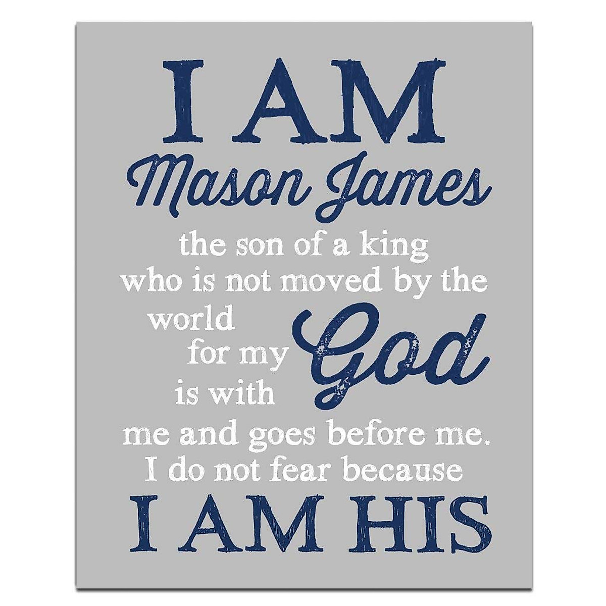 CANARY ROAD I am His Art Print | Choose Color | Boys Wall Art | Boy Name Decor | Baby Boy Gift | Personalized Baptism Gift | Christening Gift | Religious Gift | Christening Present | First Communion