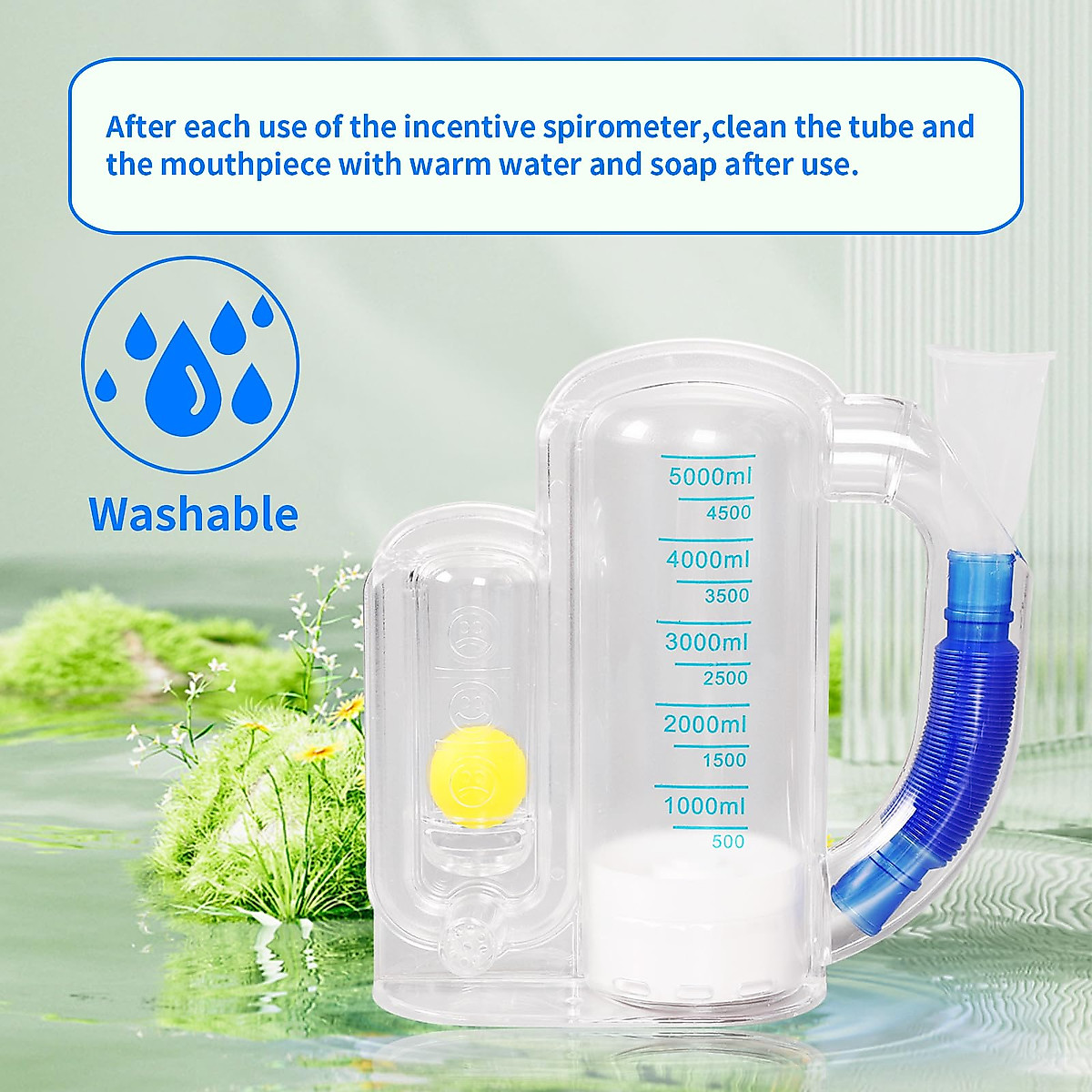 Incentive Spirometer for Adult Breathing Exercise Device for Lungs Respiratory Strengthener Device -5000ml Volume