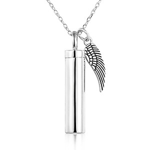 925 Sterling Silver Minimalist Urn Pendant Ash Necklace - Memorial Ashes Keepsake Exquisite Cremation Jewelry