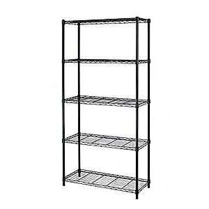 5 Shelf Wire Shelving Unit Garage NSF Wire Shelf Metal Large Storage Shelves Heavy Duty Height Adjustable Utility Commercial Grade Steel Layer Shelf Rack Organizer 1250 LBS Capacity -14x36x72,Black