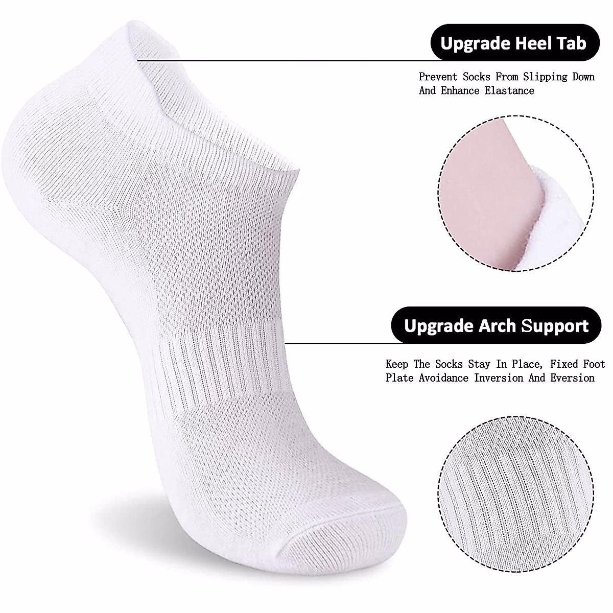 brookhaus Women Ankle Socks, 6/10 Pairs Women's Athletic Socks, Low Cut Running Socks, No-Show Sport Socks With Tab