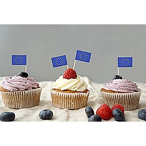 JBCD European Union Toothpick Flag EU Mini Small Cupcake Topper Flags (100 pcs)