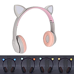 Cat Ear Headphone, RGB Wireless Gaming Headset Noise Cancelling Retractable Portable Bluetooth Headphone with 40mm Speaker for Kids Adults Girls Boys