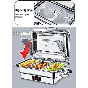 Buffet Server and Warming Tray, Hot Plates Warmer for Keeping Food Warm, 9L 13L Electric Chafing Dishes with Touch Display, 600W Fast Heating (13l 1/2size)
