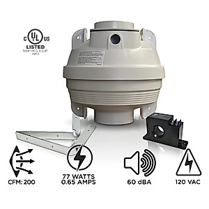 Suncourt Centrax Electric Clothes Dryer Booster Fan with Automatic Sensor, Energy Saving Dryer Vent Booster Fan Reduces Lint and Drying Time (4-Inch)