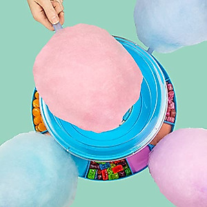 Nostalgia Kool-Aid Countertop Cotton Candy Maker with Lazy Susan Includes 2 Reusable Cones, Sugar Scoop, Extractor Head Works With Any Hard Candies or Flossing Sugar (Blue)