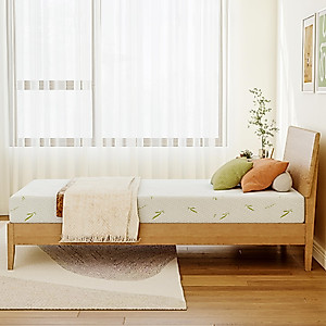 Dyonery 8 Inch Twin Memory Foam Mattress for Kids, Cooling Green Tea Gel Mattress in a Box, Rayon Mattress for Breathable Sleep, Made in USA, Certipur-Us Certified, Medium Mattress, 38x75x8”