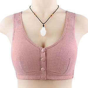 Deals of Day Mastectomy Bra with Pockets for Breast Prosthesis Women Daily Bra Front Closure Wireless Post-Surgery Bra High Support Bra Convenient Front Button Bra Everyday Sleep Bras Pink 5XL