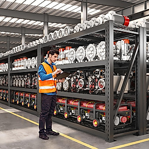 Bepatio 8000 LBS Garage Shelving, 77" W Heavy Duty Steel Shelving Unit Adjustable Metal Shelves for Storage Shelves Utility Shelf for Garage,Basement,Warehouse,Black 77" W*24" D*72”H