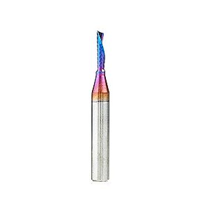 Amana Tool 51511-K Spektra Coated SC Spiral O Single Flute Plastic Cutting 1/8 D x 1/2 CH x 1/4 SHK x 2 Inch Long Down-Cut CNC Router Bit with Mirror Finish