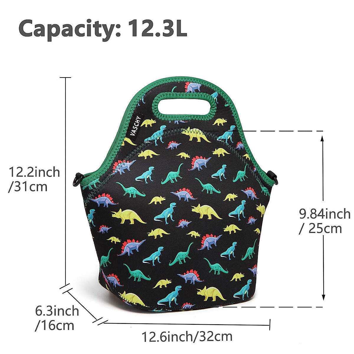 VASCHY Dinosaurs Preschool Backpack and Neoprene Lunch Bags for Kids Bundle