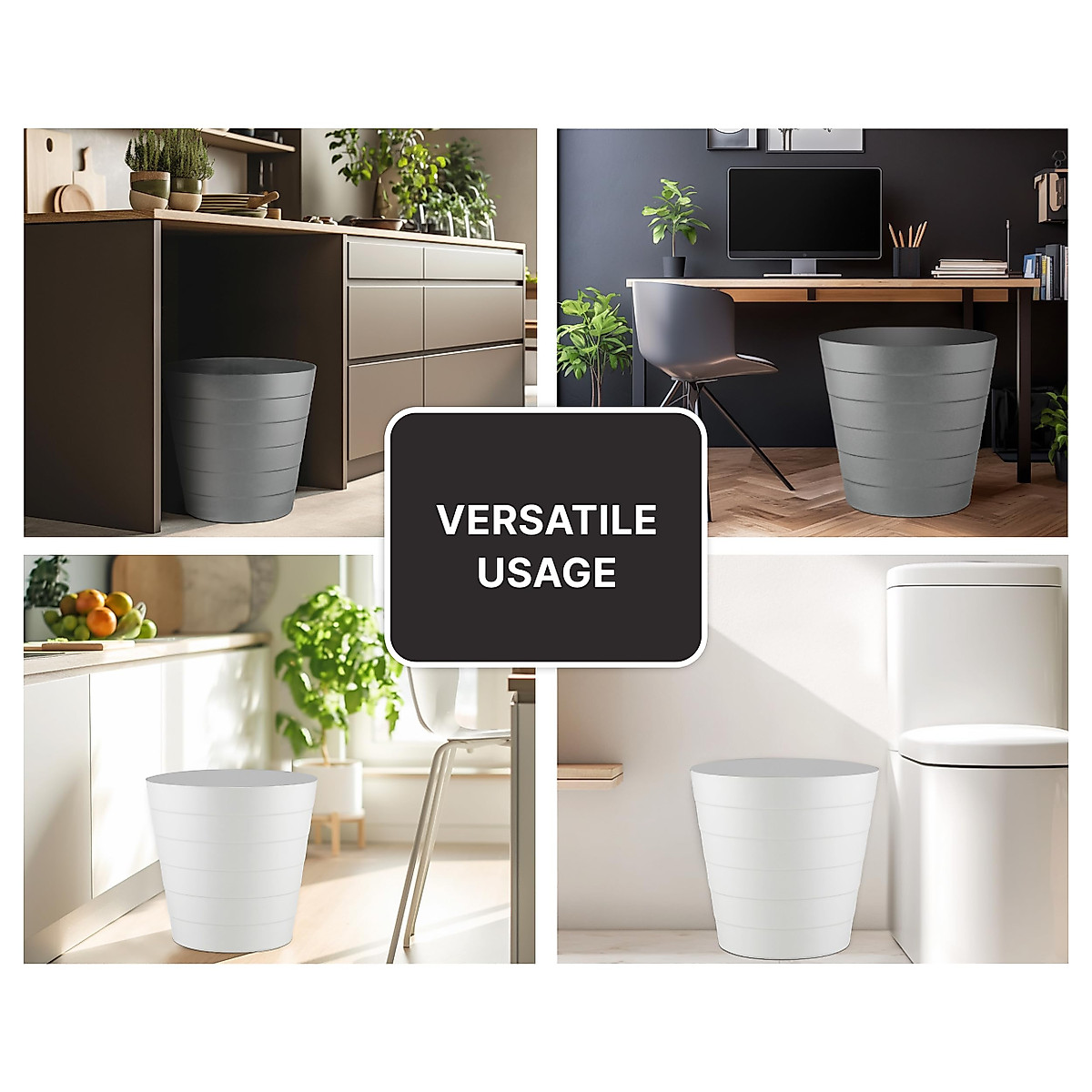 Luxuriaz Small Trash Can (1.3 Gallons), Dorm Trash Can, Heavy Duty Dust Bin, Mini Garbage Can for Bedroom, Plastic Wastebasket, Bathroom Wastebasket (Black) Round Paper Trashcan, Office Trash Can