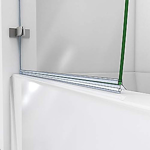 DreamLine Aqua Uno 56-60 in. W x 58 in. H Frameless Hinged Tub Door with Extender Panel in Brushed Nickel, SHDR-3534586-EX-04