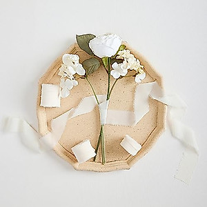 Keypan Chiffon Ribbon Ivory Silk 1" 1.5" 2" x 7Yd Set Handmade Fringe Wedding Ribbons for Gift Wrapping Bridal Flower Bouquet Baby Shower