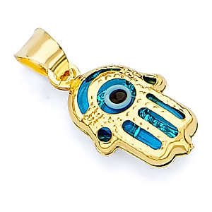 GoldenMine Fine Jewelry Collection 14k Yellow Gold Evil Eye Hamsa Pendant