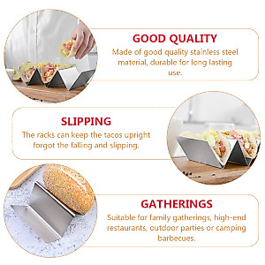 Cabilock Taco Stand 4 Pcs Stainless Steel Burrito Stand Tortillas Corn Mexican Pancake Stand Mexican Pancake Rack Stainless Steel Home Taco Holder Home Household Pancakes