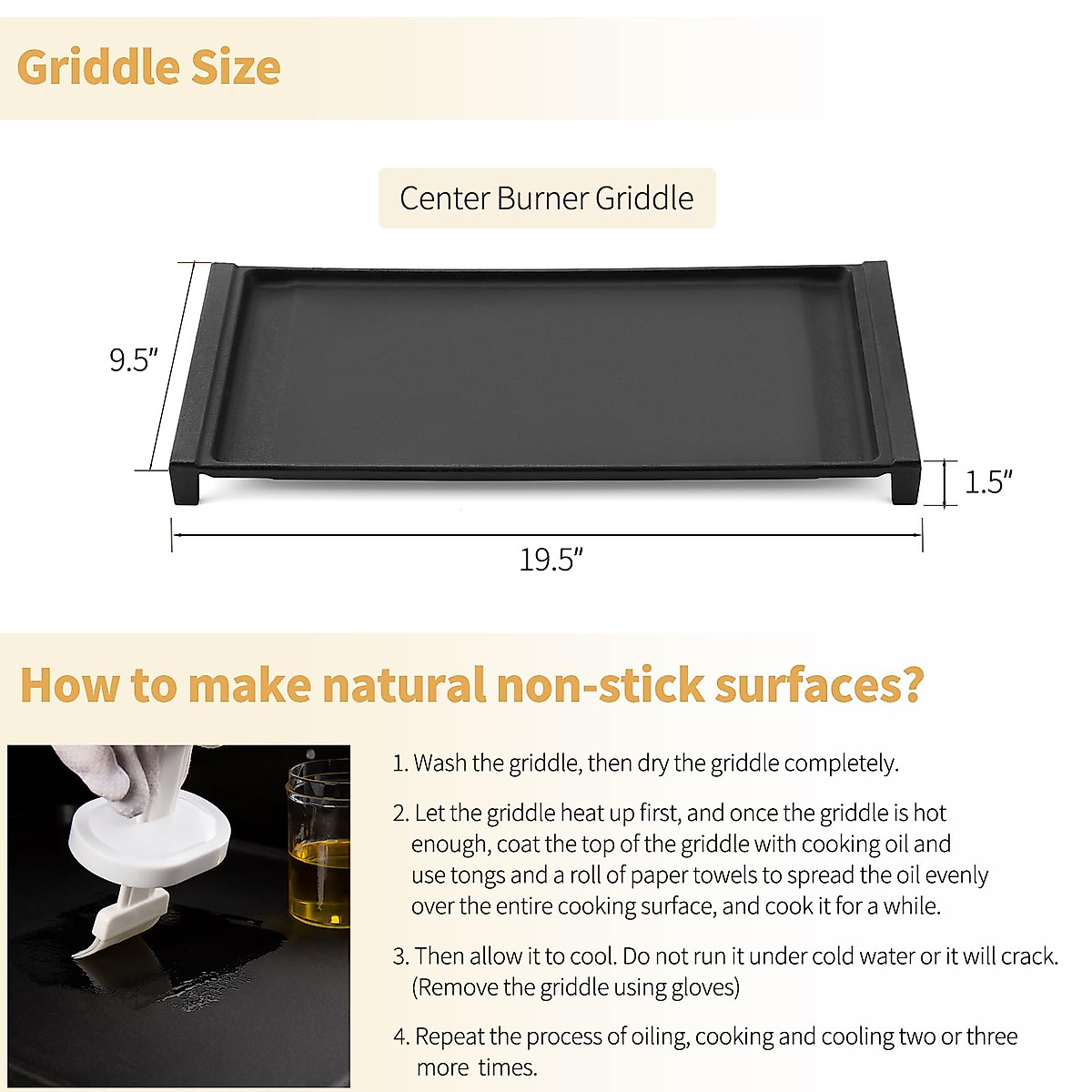 WB31X24738 Griddle Replacement Parts for GE Stove Parts WB31X24998 Top Griddle Plate General Electric Gas Range Parts Cast Iron Center Griddle JGS760SPSS JGB735SPSS Flat Top Pan 1 Pack