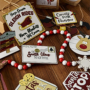 2PCS Christmas Tiered Tray Decor, Tiered Tray Christmas Decor Set, Tiered Tray Decoration, Christmas Wood Signs Christmas Decorations New Year Holiday Decor