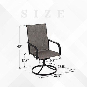 Anmutig Patio Swivel Dining Chairs Set of 6, Outdoor Furniture Textilene Mesh Fabric Outdoor Chairs with Armrest for Front Porch Patio Lawn Backyard, Black Frame Brown/Grey