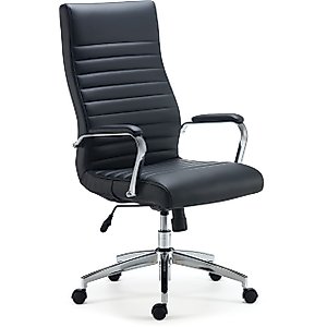 MyOfficeInnovations 24328572 Bonded Leather Managers Chair, Black