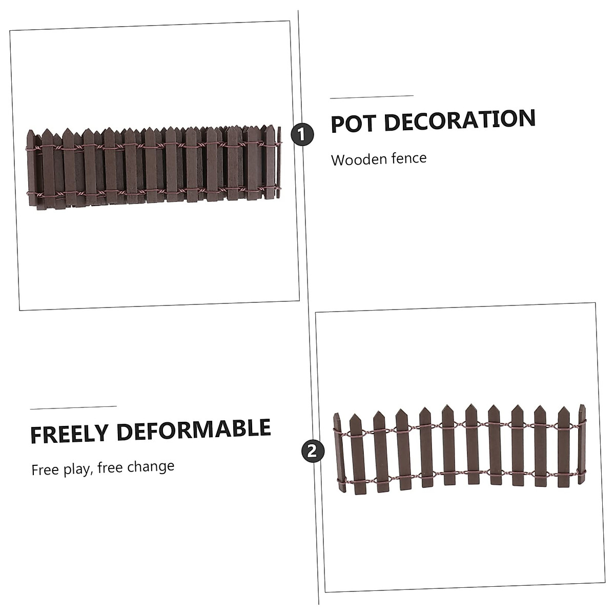 Yardwe 4pcs Elegant 100cm Miniature Picket Fence DIY Fairy Garden Accessory Coffee Finish