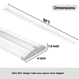 ANTLUX 8FT LED Shop Light 110W [6-lamp T8 Fluorescent Equiv.], Compact 8 Foot Strip Lights, 12500LM, 6000K, Commercial Grade Flush Mount Ultra Slim LED Wraparound for Garage Office Warehouse, 2 Pack