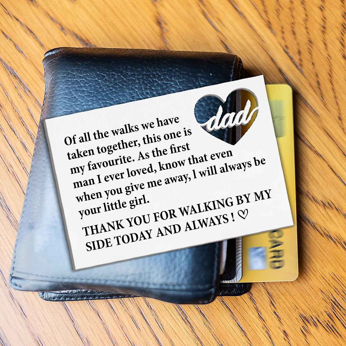 UPNEGE Gift for Father of the Bride, Wedding Gift for Dad Engraved Wallet Insert Card