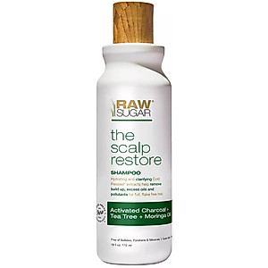 Raw Sugar The Cold Pressed Shampoo and Conditioner Set - Activated Charcoal, Tea Tree, and Moringa Oil. Balances Scalp, Removes Build-Up and Pollutants. 18 Fl Oz Bottles.