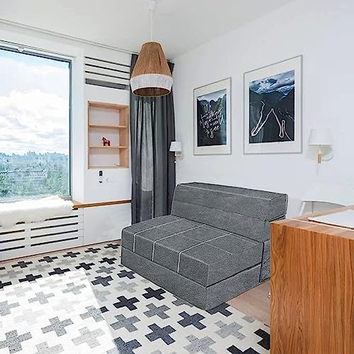 YENING Folding Sofa Bed Twin Size for Small Rooms Fold Out Foam Couch Convertible Bed for Adults Foldable Futon Chair Beds Sleeper, Grey