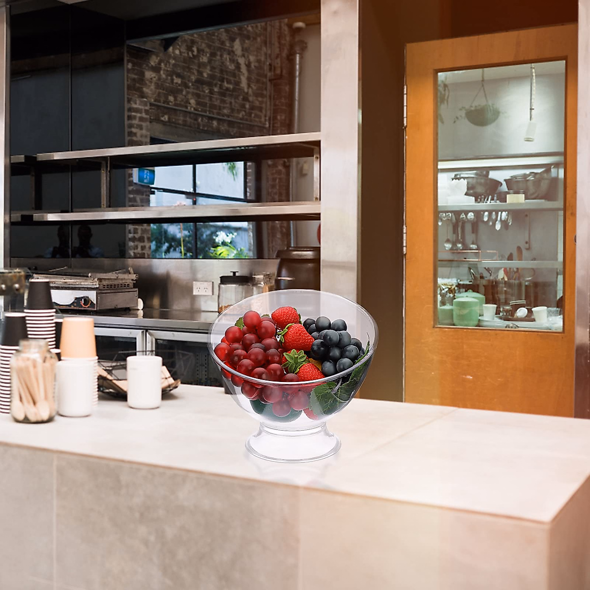 ELLDOO Clear Coffee Pod Holder, Plastic K Cup Holder Capsule Creamer Organizer, Candy Dish Fruit Jar Container Salad Bowl for Counter, Coffee Bar, Kitchen, Breakroom