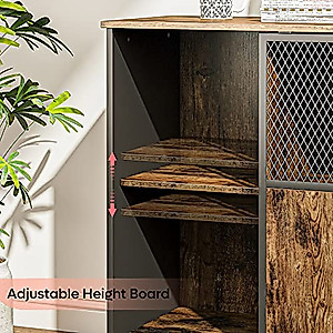 Bestier Bar Cabinets for Liquor and Glasses,Wine Cabinet Coffee Bar for Home with Wine Storage Farmhouse Kitchen Sideboard Buffet Cabinet for Dining Room Living Room Basement Rustic Brown