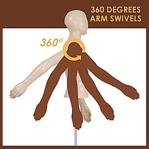 Female Mannequin Torso Dress Form Sewing Manikin 39-56 Inch Height Adjustable Dress Model Mannequin Display Head Dress Mannequin Clothing Form Metal Base Stand