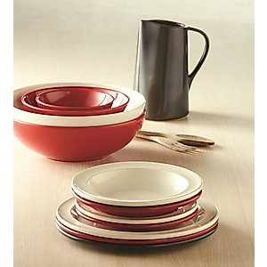 Emile Henry 8.5" x 2.75" Small Salad Bowl | Flour, Red