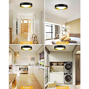 Flush Mount Ceiling Light Fixtures - 2Pack LED Ceiling Light Fixture 30W[375W Equiv] 3000LM Dimmable Bedroom Ceiling Lights, 3000K/4000K/5000K Black Ceiling Light for Bedroom Kitchen Hallway Closet