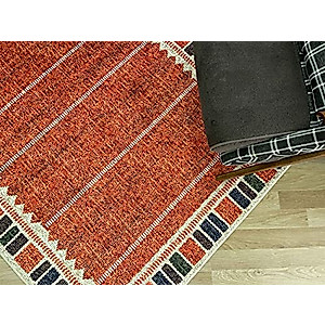 AK RUGS Contemporary Printed Area Rug Gloria Collection Living Room Kitchen Hallway Rug (Orange, 6' x 9')