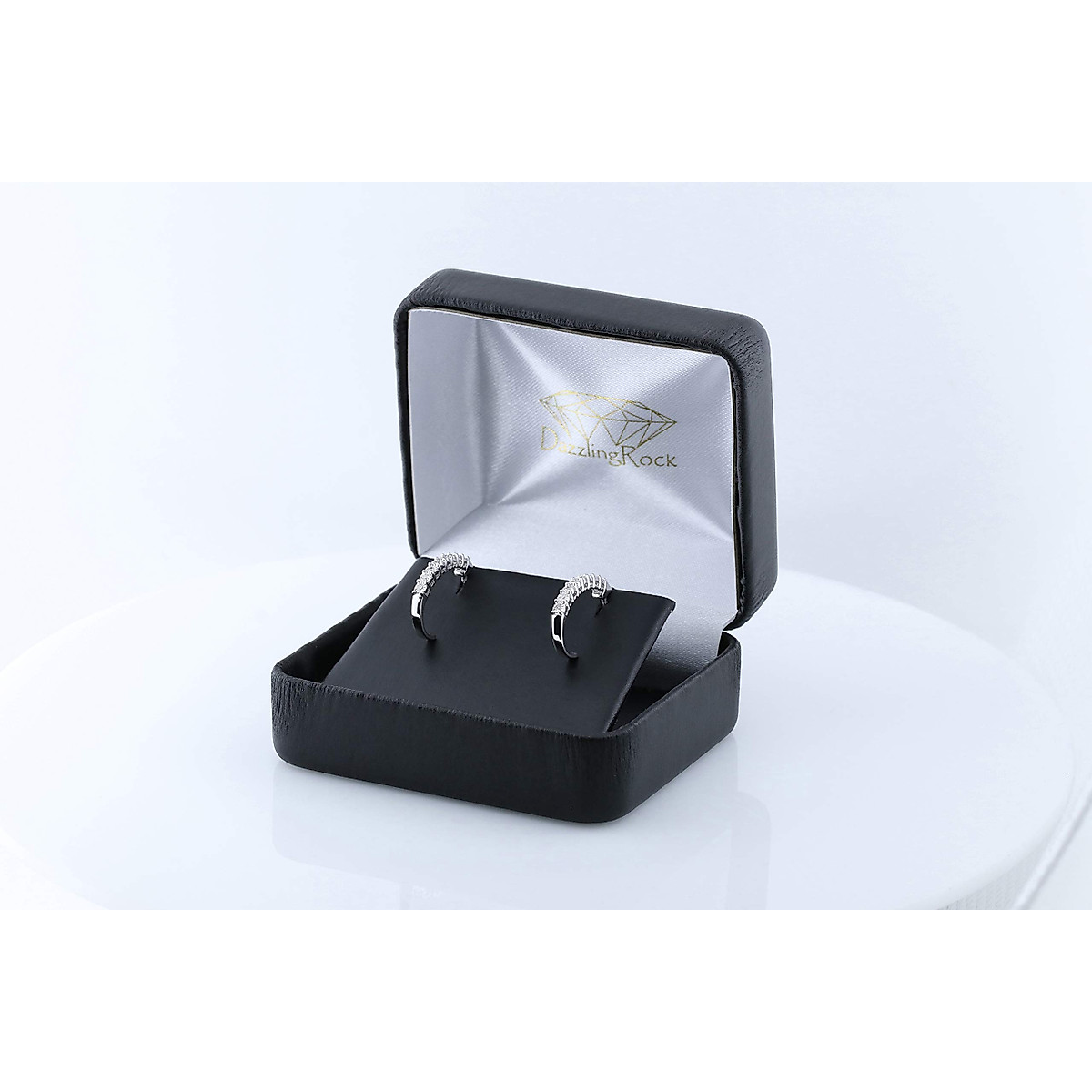 Dazzlingrock Collection 0.15 Carat (ctw) Round White Diamond J Shaped Classic Hoop Earrings for Her in 925 Sterling Silver in Screw Back