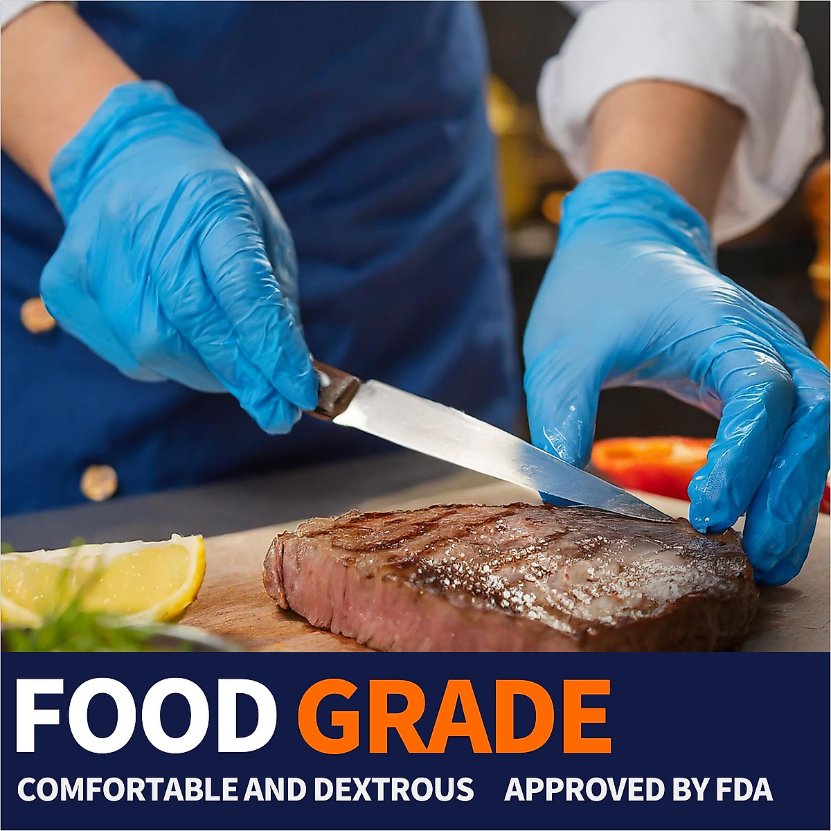 Supmedic Nitrile Exam Glove, 3.5 mil Disposable Medical Gloves Powder-Free Latex-Free, Case of 1000 pcs (Blue) (Large)