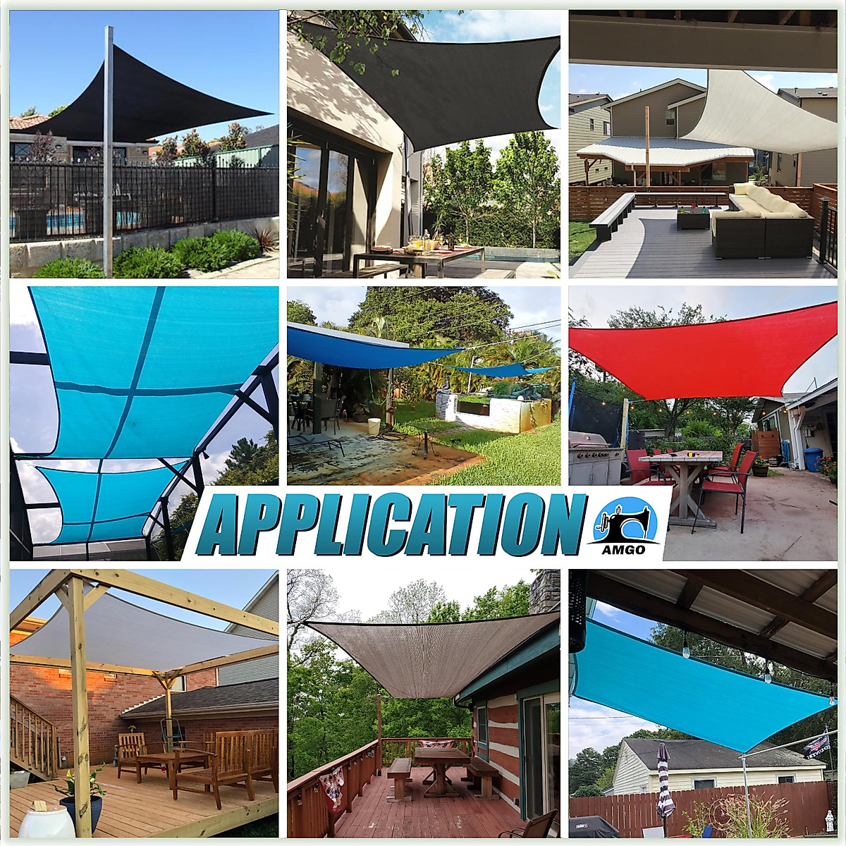Amgo 16' x 20' Grey Rectangle Sun Shade Sail Canopy Awning UPF50+ AGTAPR1620, 95% UV Blockage, Water & Air Permeable, Commercial and Residential, 3 Years Warranty (We Make Custom Size)