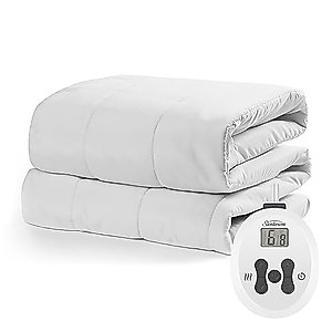 Sunbeam Electric Heated Mattress Pad - Twin, 39"x75", 12 Heat Settings, 12hr Auto Shut-Off, Fast Heating, Machine Washable - White