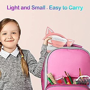LOBKIN Bluetooth 5.1 Kids Headphones with Case - RGB LED Light Up Cat Ears Foldable Adjustable On-Ear Headset Support Wireless or 3.5mm Wired Mode for Toddler & Girls & Boys Teens (Pink)