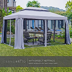 Grand Patio 10x13 Gazebo for Patios Outdoor Gazebo with Mosquito Netting and Curtains Outdoor Patio Canopy for Deck Backyard Garden Lawns